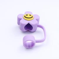 China 3D Flower Design Silicone Straw Cap  100% Bpa Free Non Toxic Safe Silicone Toppers For Cup Straws for sale