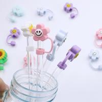 China 3D Flower Design Silicone Straw Cap  100% Bpa Free Non Toxic Safe Silicone Toppers For Cup Straws for sale