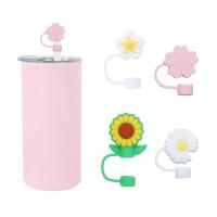 China 3D Flower Design Silicone Straw Cap  100% Bpa Free Non Toxic Safe Silicone Toppers For Cup Straws for sale
