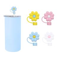 China 3D Flower Design Silicone Straw Cap  100% Bpa Free Non Toxic Safe Silicone Toppers For Cup Straws for sale