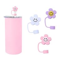 China Different Flower Silicone Straw Straw Hat Cap Toppers Covers For Tumbler Cup for sale