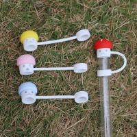 China Customized Public Mashroom Design 10MM Straw Topper For Tumbler Cup Full Silicone Straw Cover Hats for sale