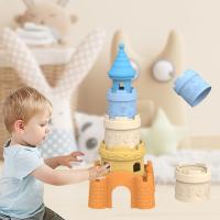 China BSCI factory custom silicone stacking toys baby educational kids building tower stacker silicone toys for sale