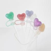 China NEW Arrival heart diamond glitter designs Straw Cover Topper 3D 10mm Straw Toppers Hats for tumblers cups glasses for sale