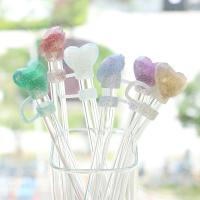 China NEW Arrival heart diamond glitter designs Straw Cover Topper 3D 10mm Straw Toppers Hats for tumblers cups glasses for sale