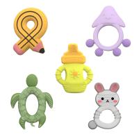 China 2025 Factory Bunny Cute Design Transparent Sensory Ice Cream Freezable Silicone Baby Water Filled Teether for sale