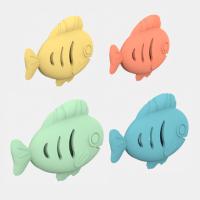 China Wholesale colorful Bpa Free Food Grade Silicone Pet Dog Training Fish Shape Toys Snack Slow Leak Silicone Feeder Fish Toys for sale
