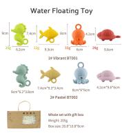 China Custom Popular Silicone Ocean Animal Octopus Fish Turtle Seahorse Kids Baby Bath Toys Gift Set Water Spray Squishy for sale