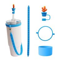 China Cute Animal Silicone Straw Covers & Bottle Accessories – 4pcs Tumbler Decoration Set for sale