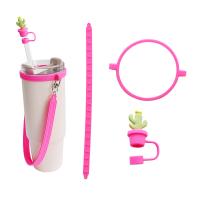 China Cute Animal Silicone Straw Covers & Bottle Accessories – 4pcs Tumbler Decoration Set for sale