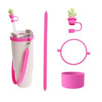 China Cute Animal Silicone Straw Covers & Bottle Accessories – 4pcs Tumbler Decoration Set for sale