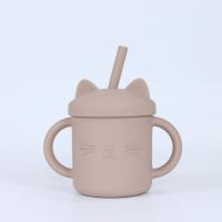 China Food grade Silicone Kids Cup Printed Silicone Cup With Straw Leak proof Safe Drinking Cup Suitable For Kids And Toddlers for sale