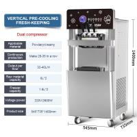 China Commercial Ice Cream Maker 26-32L/H 220V 1900W Compressor No Internal Cleaning 545x735x1400mm for sale