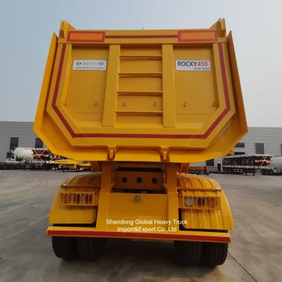 China 4 Axles Hydraulic Dump Semi Trailer with Q345B High-Tensile Steel and 80-100 Tons Payload Capacity for Heavy-Duty Transport for sale