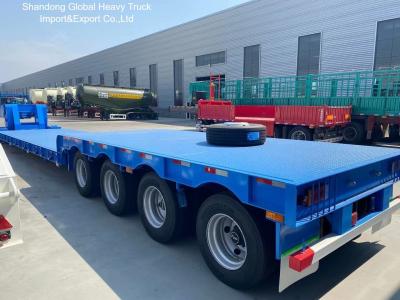 China 100 Ton Low Bed Semi Trailer with Reinforced High-Tensile Steel and Hydraulic Ramp System for Heavy Equipment Transport for sale