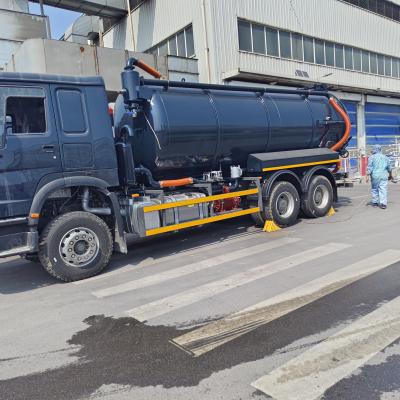 China HOWO 15CBM Vacuum Sewage Suction Truck with 6*4 Drive Wheel and Hydraulic Tipping Discharge for Septic Tank Cleaning for sale