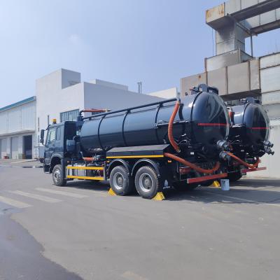 China HOWO 15CBM Vacuum Sewage Suction Truck with 6×4 Drive Type and 266HP Engine Power for Municipal and Industrial Waste Cleaning for sale