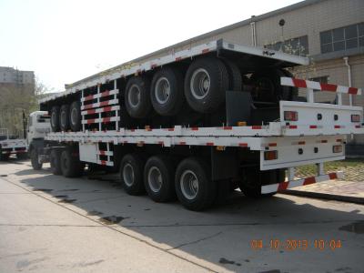 China 40ft Three Alxes Heavy Duty Semi Trailers Flatbed Truck With 14mm Upper Thickness for sale