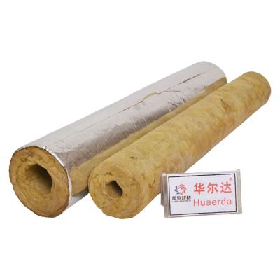 China Fireproof Rock Wool Pipe Insulation with Aluminum Foil - 22mm to 720mm Diameter, 80-130kg/m³ Density for sale