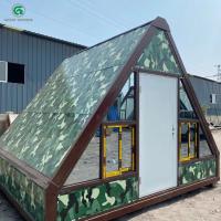 China Triangle Folding Container House Camouflage Appearance Glass Curtain Wall galvanized  steel for sale