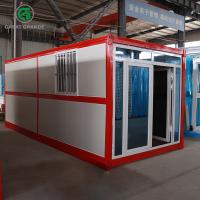 China Fast Installation Folding Container Home Red Frame Single Sided Glass Wall for sale