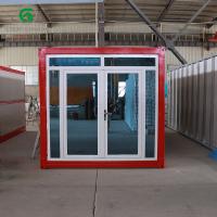 China Fast Installation Folding Container Home Red Frame Single Sided Glass Wall for sale