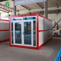 China Fast Installation Folding Container Home Red Frame Single Sided Glass Wall for sale