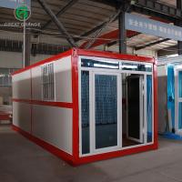 China Fast Installation Folding Container Home Red Frame Single Sided Glass Wall for sale