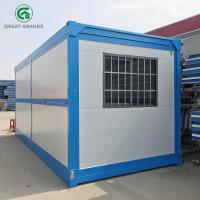 China Blue Frame Design Prefab Foldable Container House Temporary Shelter for sale