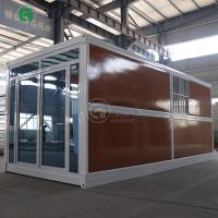 China Windproof And Warm 20ft Fold Out Container Homes Wood Grain Glass Manufacturer for sale