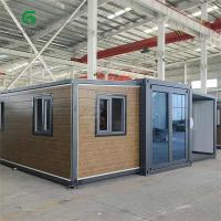 China 20ft Expandable Prefab Homes Metal Carved Board Dark Brown for sale