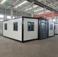 China 20ft Collapsible Container Homes Manufacturer black Glass Door Galvanized Steel Frame for sale