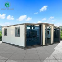 China 20ft Expandable Prefab Homes Manufacturer Galvanized Steel Frame Privacy Glass Doors for sale