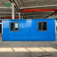China 20ft Movable Container House Manufacturer Blue Frame Wall Panel Front Wall Glass for sale