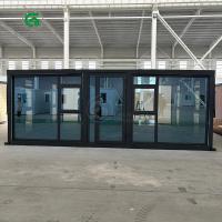 China 20FT Expandable Prefab House Flat Top Front Wall Privacy Glass Metal Carved Panel for sale