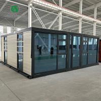 China 20FT Expandable Prefab House Flat Top Front Wall Privacy Glass Metal Carved Panel for sale