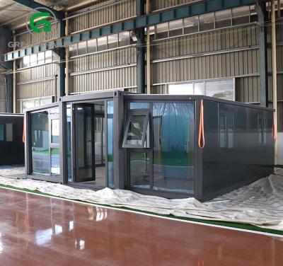China 20FT Expandable Container Home Design Black Frame Black Wall Panel EPS Tempered Glass Door for sale