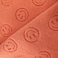 China 100% Polyester Sherpa Fabric Textile Warp Knitted Smilling Face Pattern Embossed for sale
