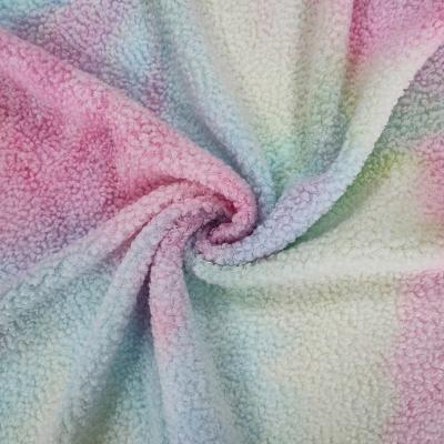 China Tie Dye Sherpa Fleece Fabric 280 Gsm 100% Polyester Colorful For Hoodie for sale