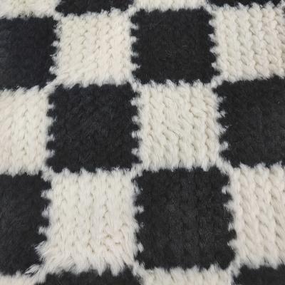 China Soft Polyester Rabbit Fur Fabric 500gsm Printed Plaid Fake For Winter Coat for sale