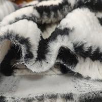 China Soft Polyester Rabbit Fur Fabric 500gsm Printed Plaid Fake For Winter Coat for sale