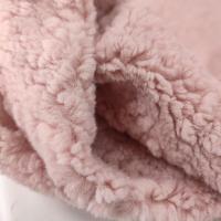 China Pink Polyester Sherpa Fleece Fabric 445 Gsm Winter Warm Thick Blanket for sale