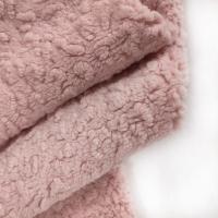 China Pink Polyester Sherpa Fleece Fabric 445 Gsm Winter Warm Thick Blanket for sale