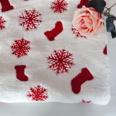 China Warp Polyester Flannel Fabric Coated With Red Foil 270GSM For Christmas Garment for sale