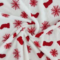 China Warp Polyester Flannel Fabric Coated With Red Foil 270GSM For Christmas Garment for sale