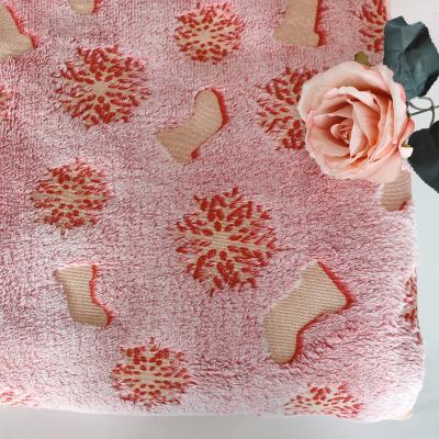 China Warp Knitted 270 GSM Flannel Fleece Fabric 100% Polyester Coated With Gold Foil for sale