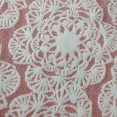 China Flower Burnout Flannel Fleece Fabric 150D Polyester Sleepwear 300GSM for sale