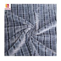 China Classic Double Side Soft Polyester Fabric For Sleepwear Pajamas Women Clothes Cationic Striped Sheared for sale