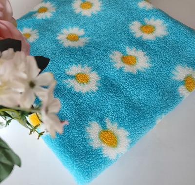 China Sunflower 370gsm Printed Sherpa Fleece For Pillowslip Sofa Cover Bag for sale