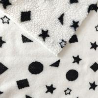 China Black And White Sherpa Fleece Fabric Jacquard Yarn Dyed For Backoack Floor Mats Pillow for sale
